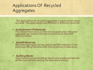 Recyled aggregates (Concrete Technology and Building Materials) | PDF