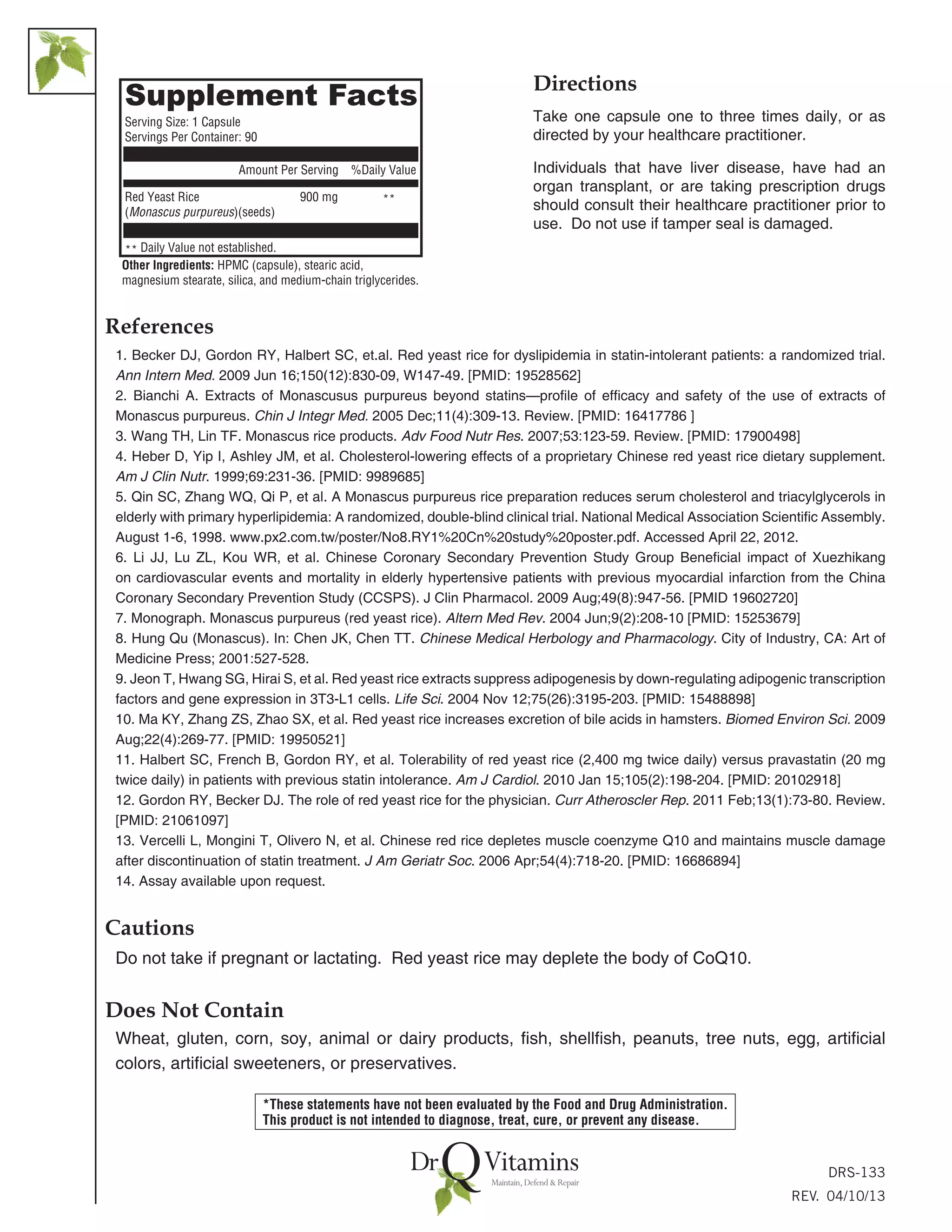 Dr Q's Red Yeast Rice | PDF