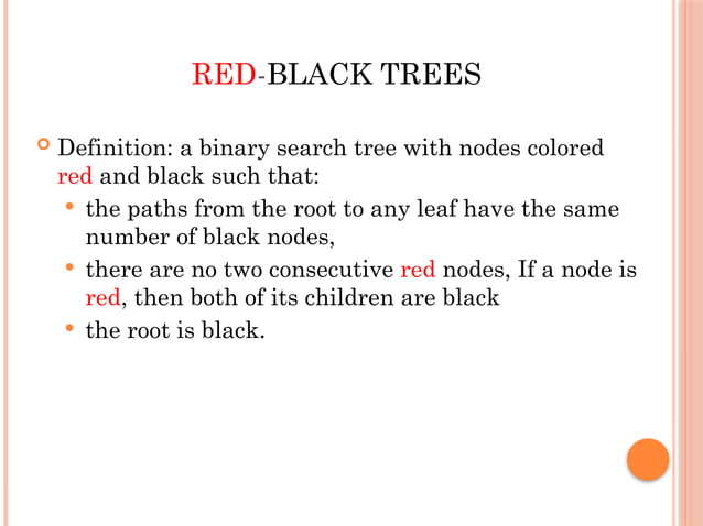 Red-black-tree presentation in Algorithm | PPTX