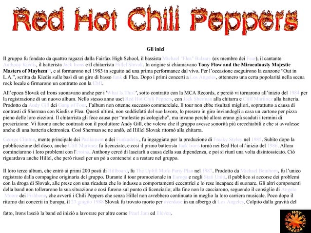 Red Hot Chili Peppers | PPT | Alternative Rock | Rock Music