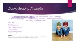 Before, During, and After Reading Strategies by Ranika Hart | PPTX
