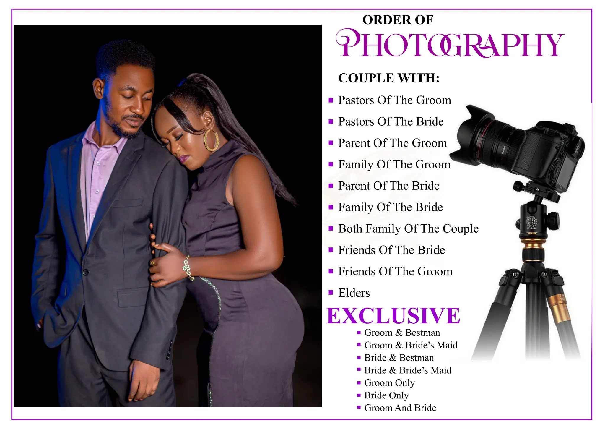 Programme line-up of the Solemnization of the holy Matrimony between ...