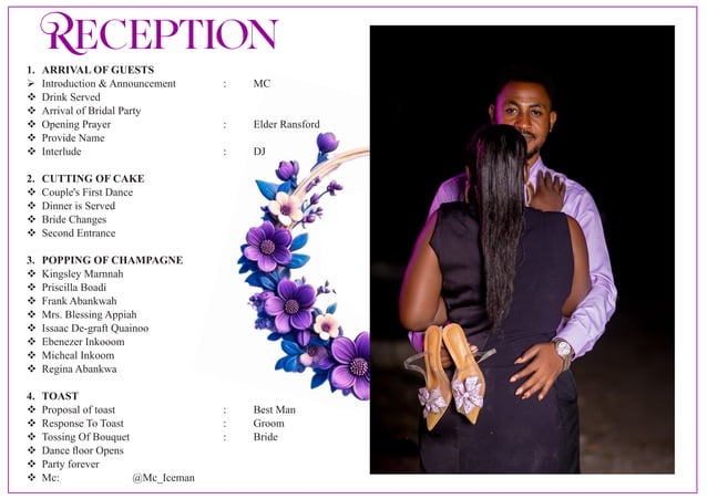 Programme line-up of the Solemnization of the holy Matrimony between ...