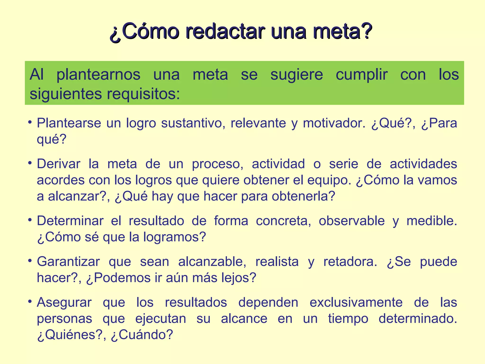 Redaccion de metas | PPT