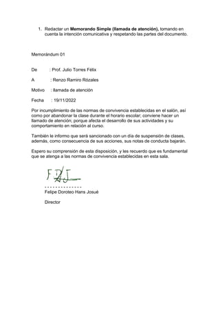 Cómo redactar un Memorando de llamada de atención | PDF