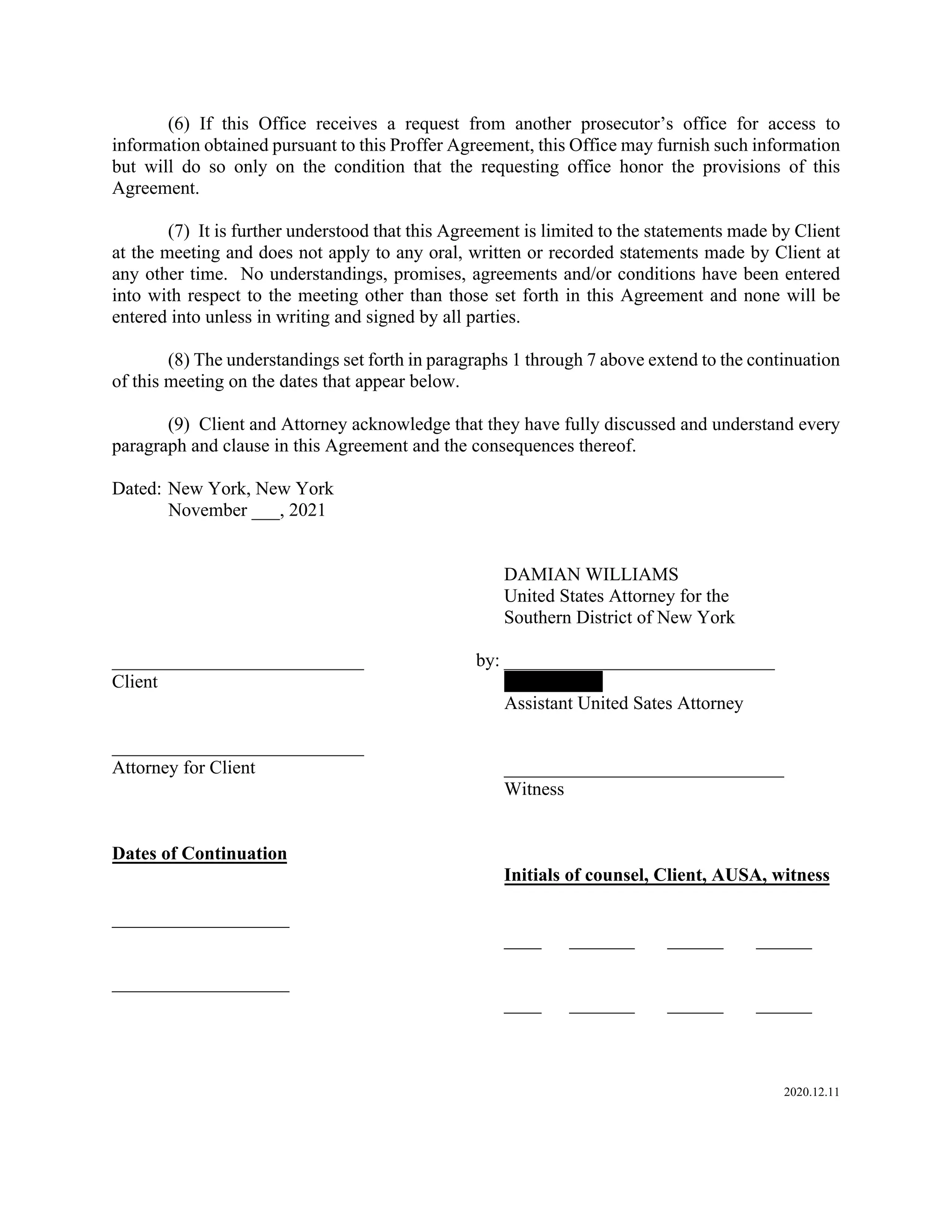 SDNY Redacted Proffer Agreement | PDF