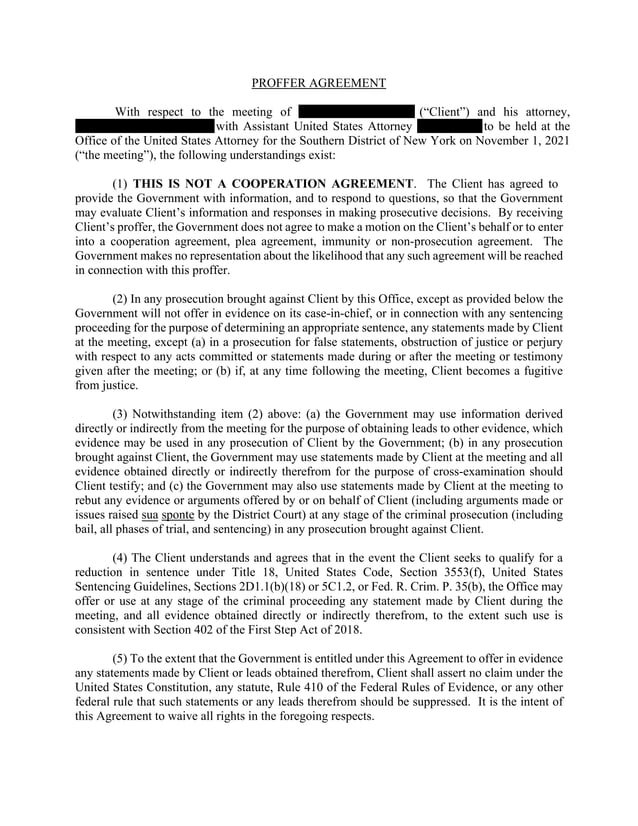 SDNY Redacted Proffer Agreement | PDF