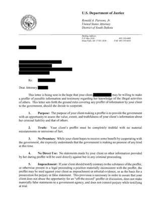 Redacted Proffer Agreement South Dakota | PDF