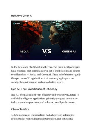 Red AI vs Green AI.pdf | Technology Industry | Industries