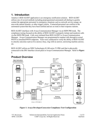 AMTELCO RED ALERT AVAYA Integration | PDF