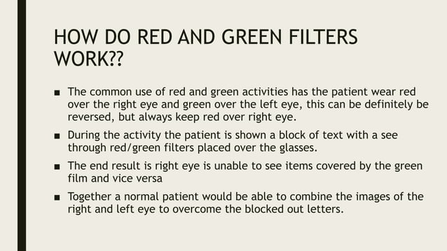 Third OPTOMETRY RED AND GREEN GOGGLES.pptx | Eye and Vision Conditions ...