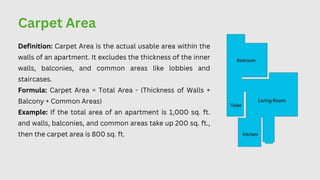 Understanding about carpet area, build up area and super buildup area | PDF
