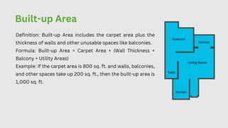 Understanding about carpet area, build up area and super buildup area | PDF