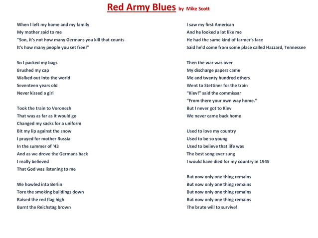 Red army blues - Waterboys lyrics | PPTX