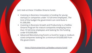 FedDev Ontario funds | PDF