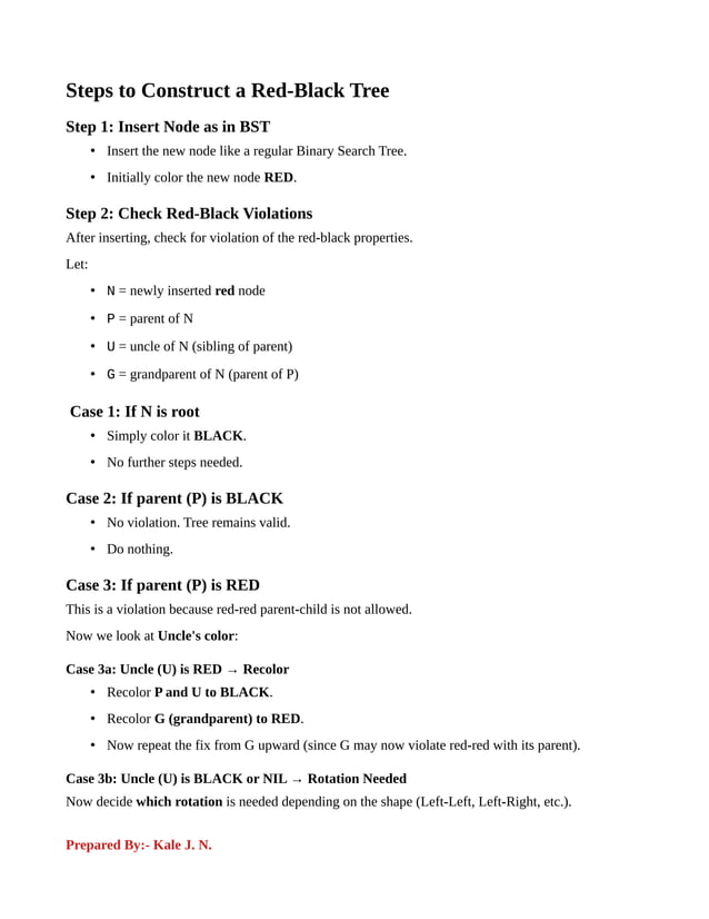 Red Black Tree In Data Structure And Insertion Operation Pdf