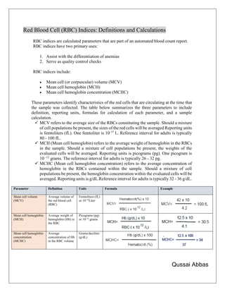 Red blood cell Indices | PDF