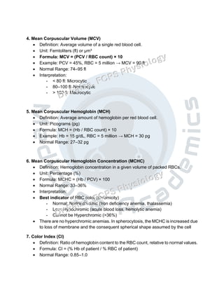 Red Blood Cell indices and clinical implication | PDF