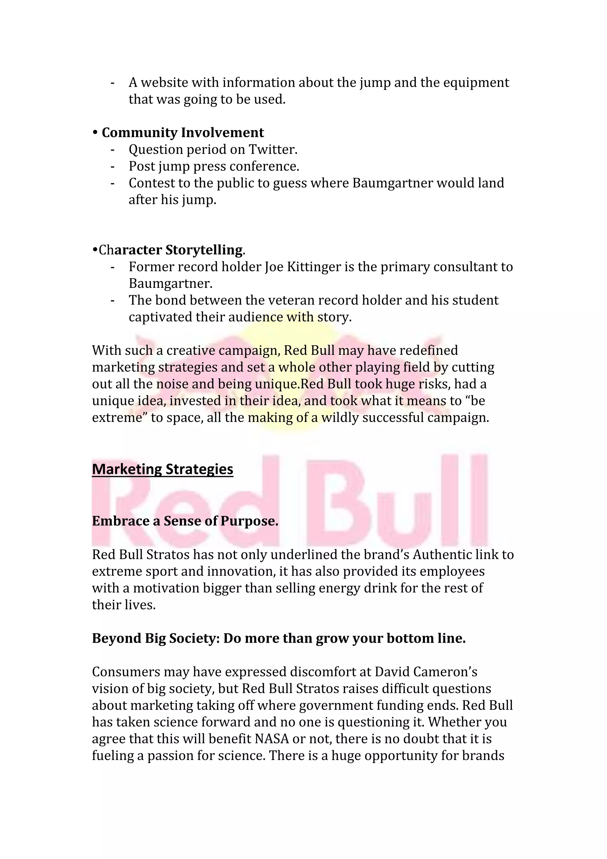 Red bull stratos campaign | DOCX | Track and Field | Sports