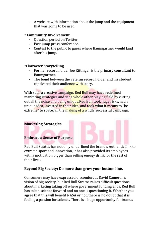 Red bull stratos campaign | DOCX | Track and Field | Sports