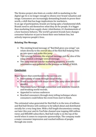 Red bull stratos campaign | DOCX | Track and Field | Sports