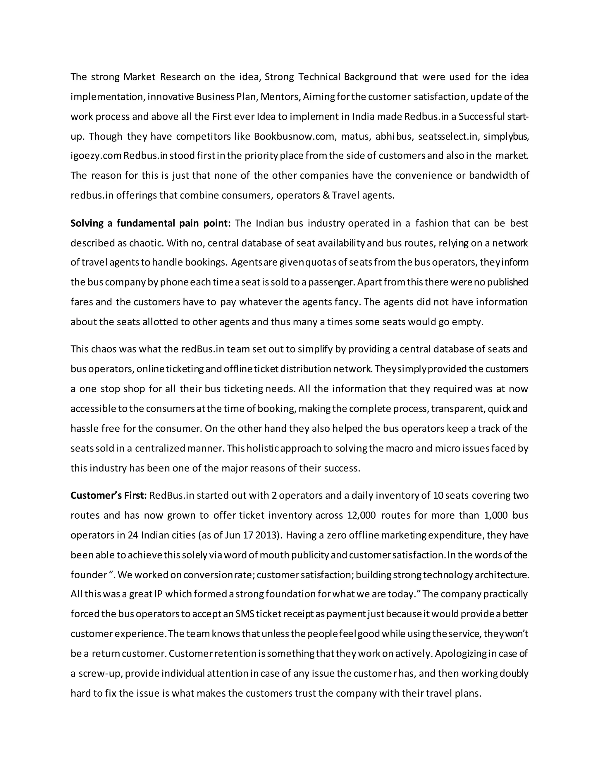 Redbus.in - Market Positioning | DOCX