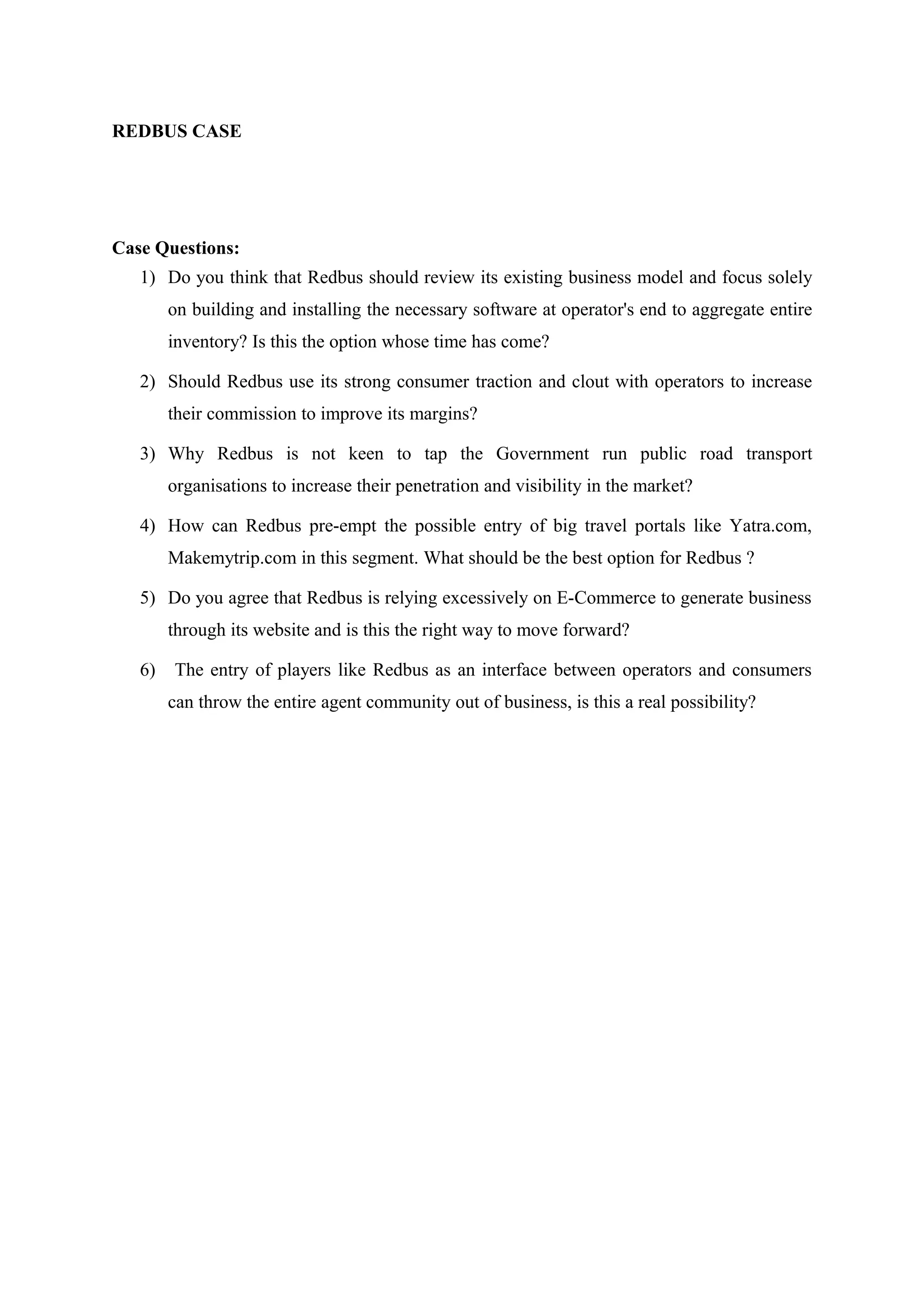 Redbus case (questions) | DOC