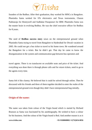 Redbus Success Story - Startup Story of Redbus | PDF