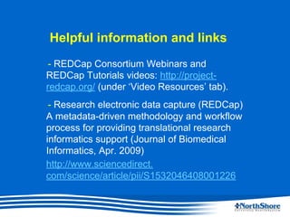 Introduction to using REDCap for multi-site longitudinal research in ...