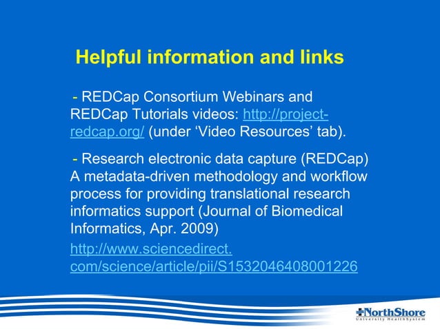Introduction to using REDCap for multi-site longitudinal research in ...