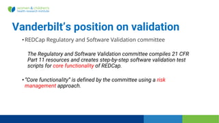 A Pragmatic Approach to REDCap Validation | PPTX