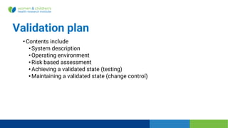 A Pragmatic Approach to REDCap Validation | PPTX
