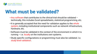 A Pragmatic Approach to REDCap Validation | PPTX