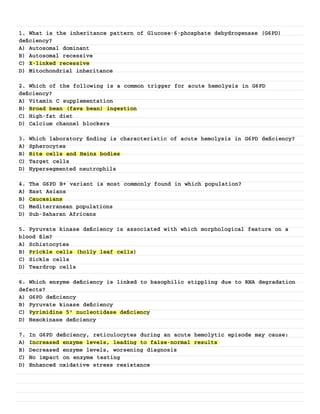 Red cell enzymopathies (G6PD & Pyruvate kinase deficiency) | PDF