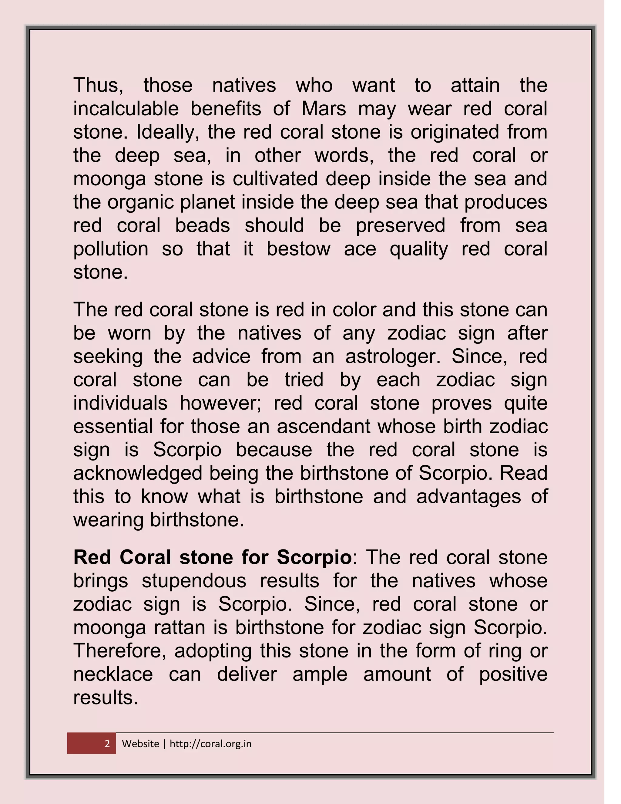 Red coral gemstone for scorpio zodiac | PDF