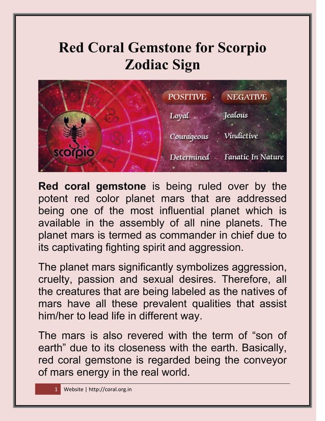 Red coral gemstone for scorpio zodiac | PDF