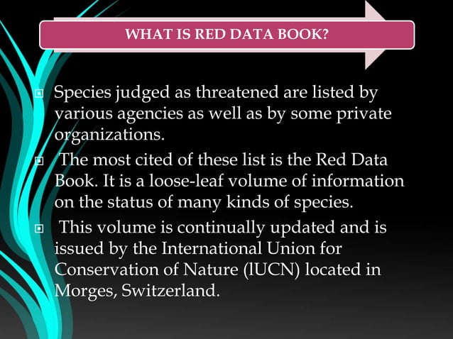 Red data book | PPTX | Large Animals | Pets