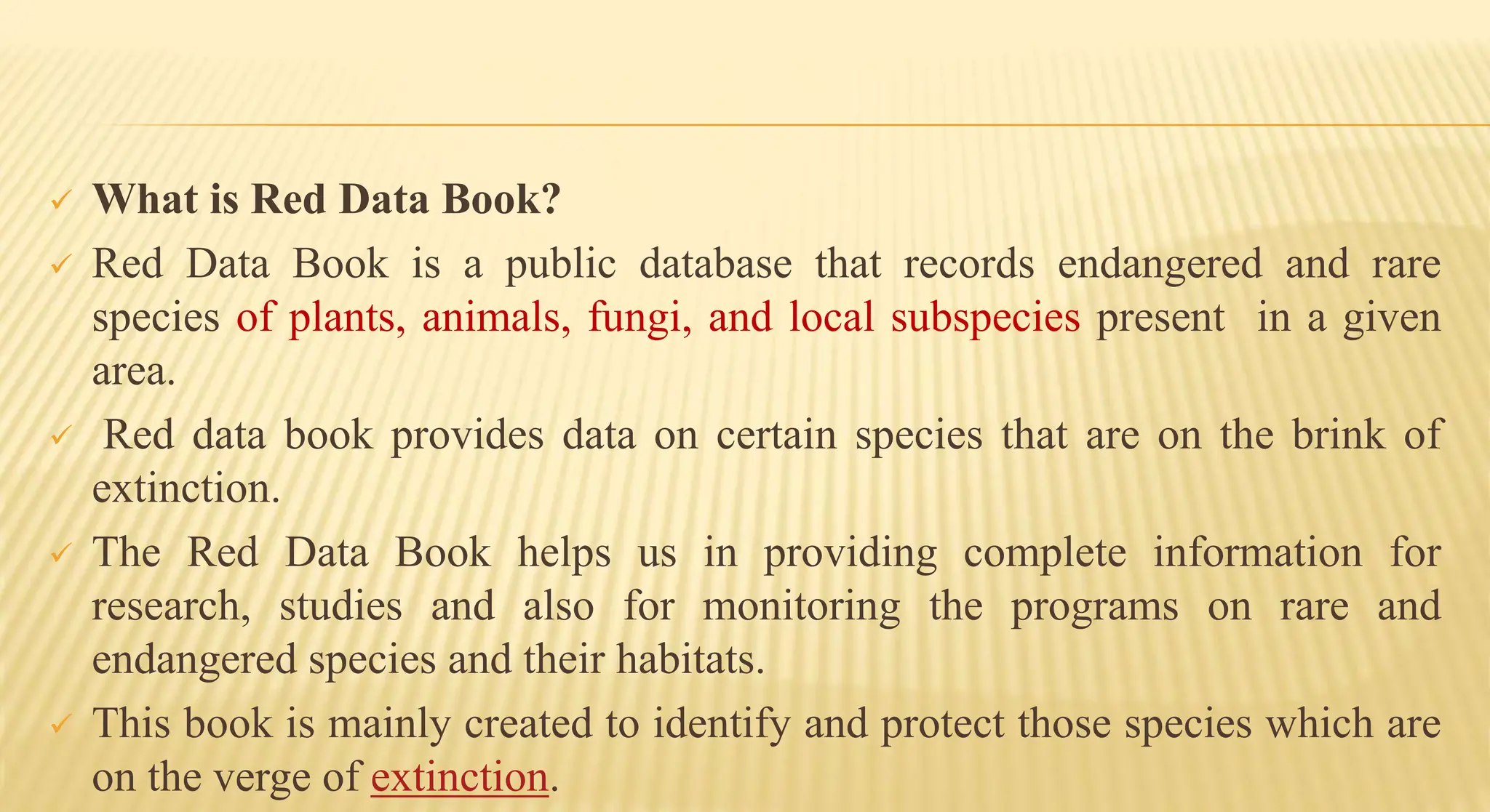 Red Data book (International Union for Conservation of Nature).pptx