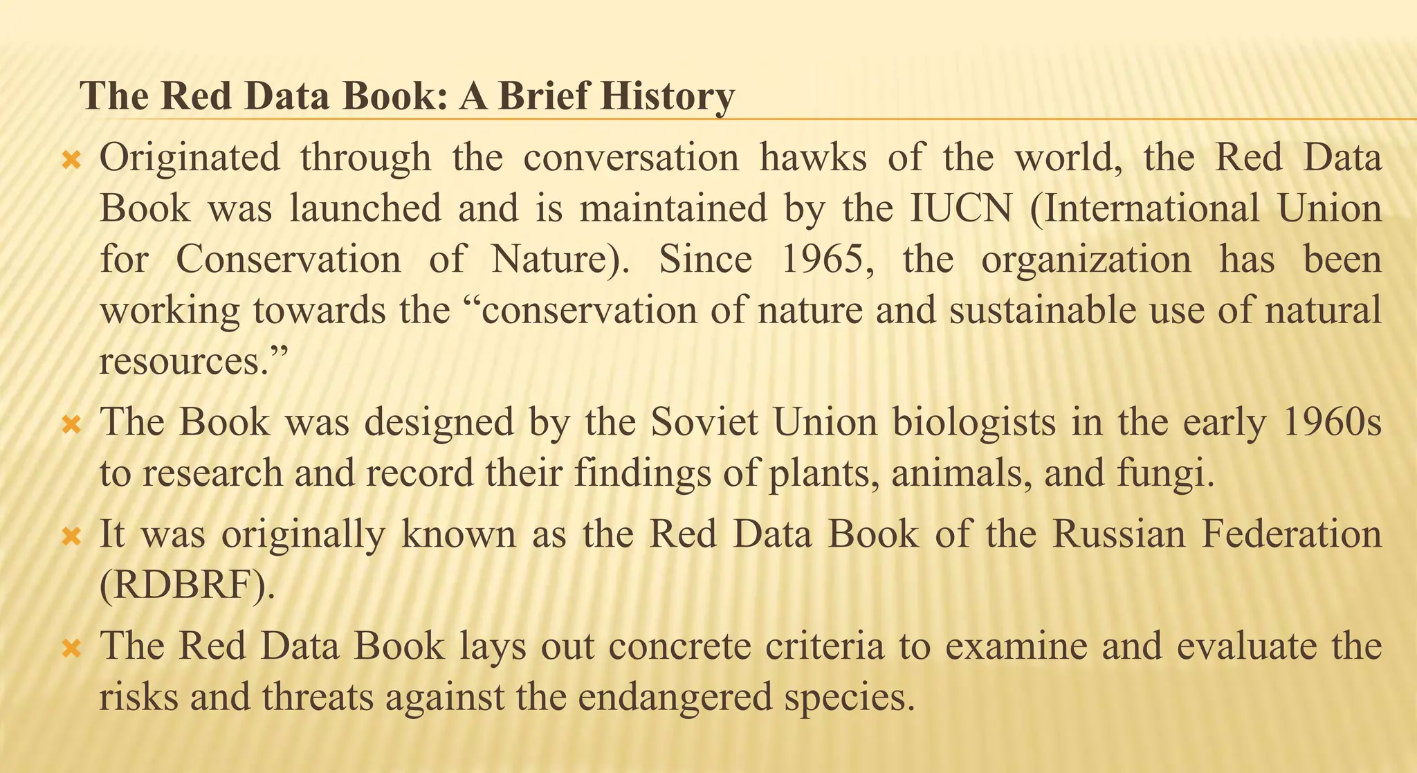 Red Data book (International Union for Conservation of Nature).pptx