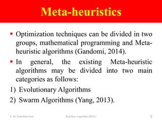 Red Deer Algorithm (RDA) | PPTX | Genetics | Science
