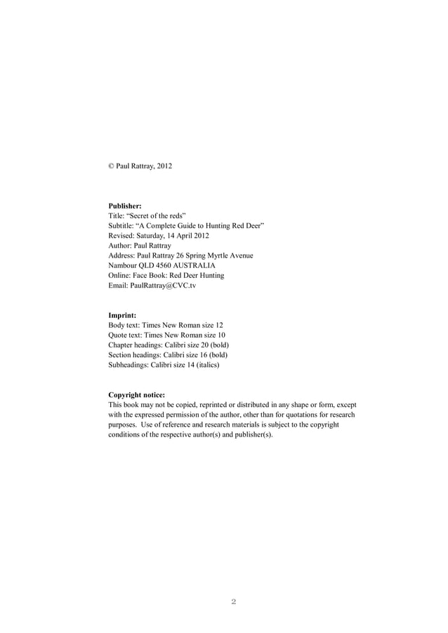 Secrets of the Red Deer by Paul Rattray (Excerpt) | PDF | Arms ...