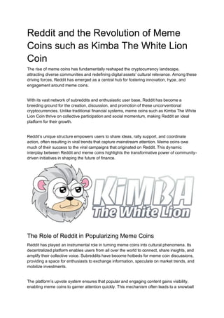 Reddit and the Revolution of Meme Coins such as Kimba The Wh.pdf