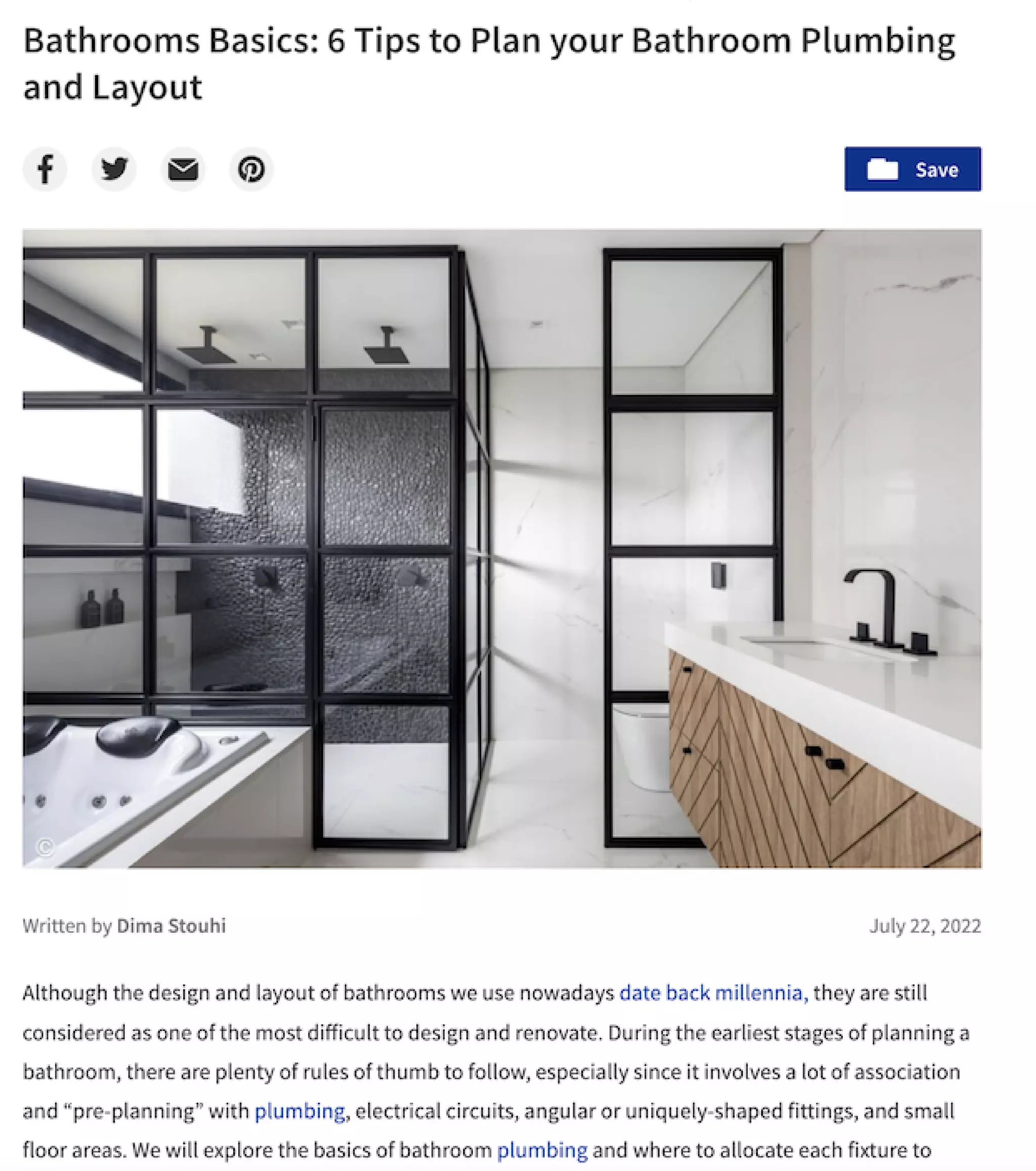 Bathrooms Basics: 6 Tips to Plan your Bathroom Plumbing and Layout | PDF