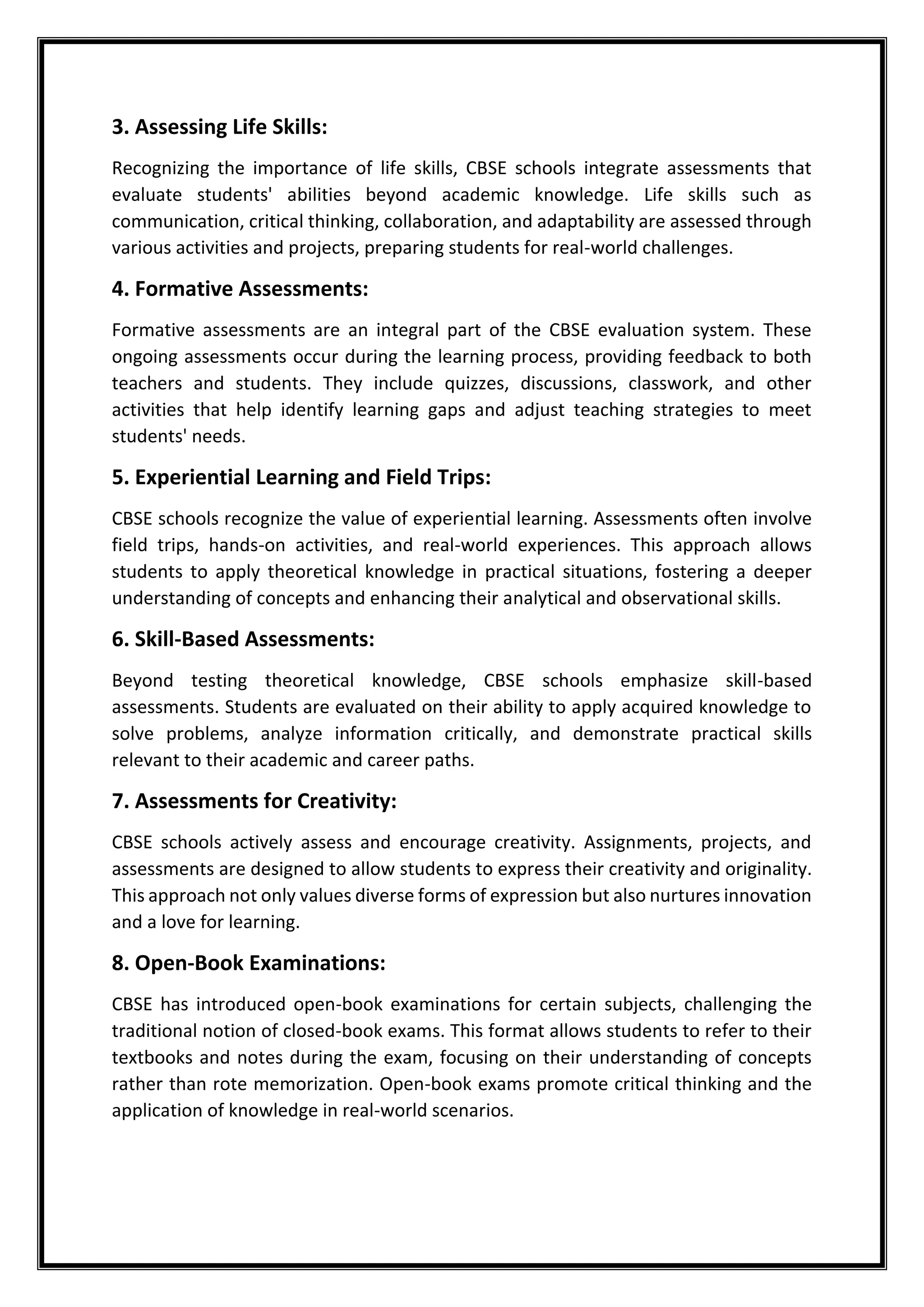 Redefining Assessments Innovative Evaluation Practices in CBSE Schools ...