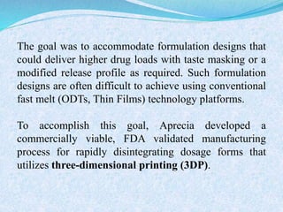 Achieving high drug load with rapid dispersion using 3D printing ...