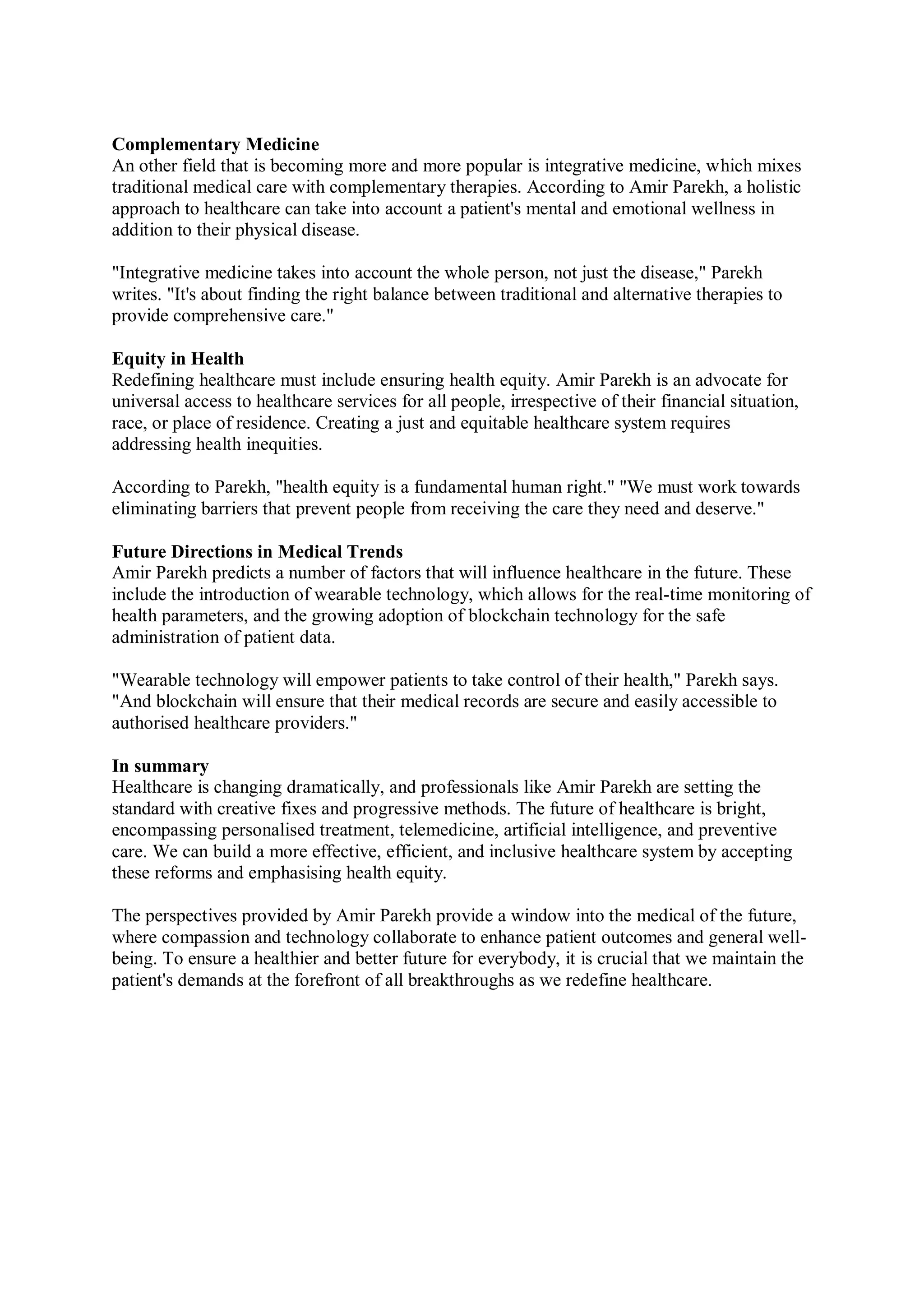 Redefining Healthcare: Perspectives from Medical Expert Amir Parekh ...