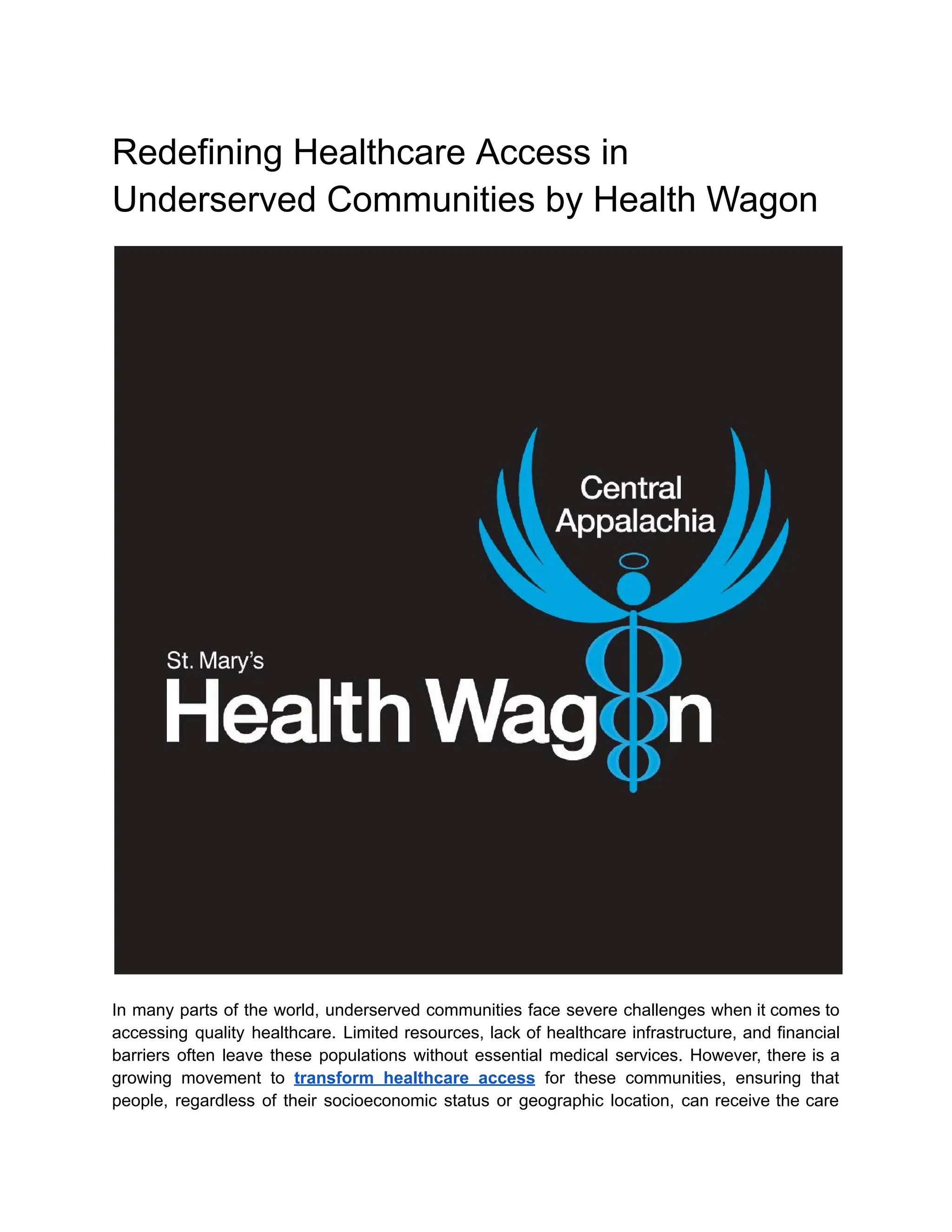 Redefining Healthcare Access in Underserved Communities | PDF