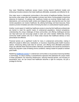 Redefining Healthcare Access in Underserved Communities | PDF