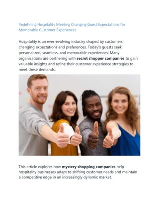 Redefining Hospitality Meeting Changing Guest Expectations for ...
