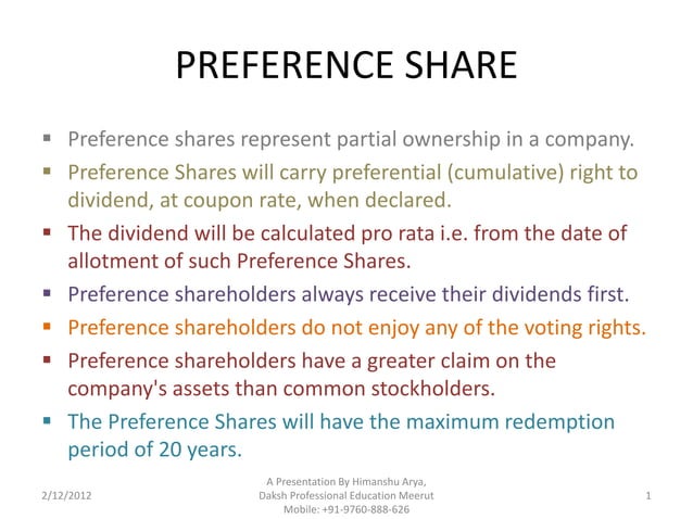 Redemption of preference share | PDF | Stocks and Bonds | Personal ...
